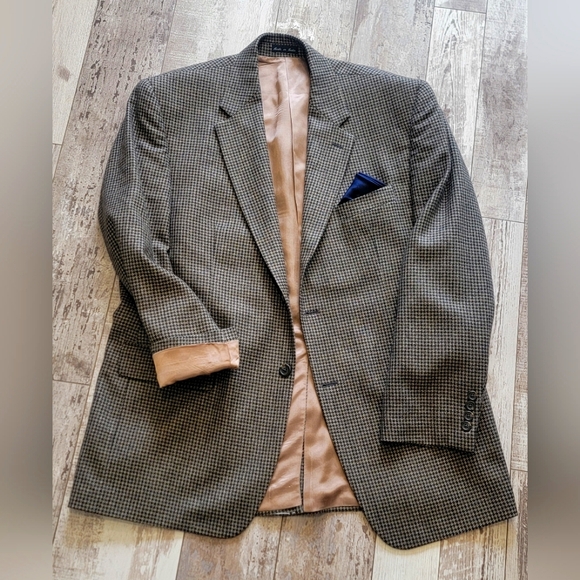 Chaps | Suits & Blazers | 44r Mens Chaps Blazer By Ralph Lauren Brown Beige 0 Lambswool 2 Button ...